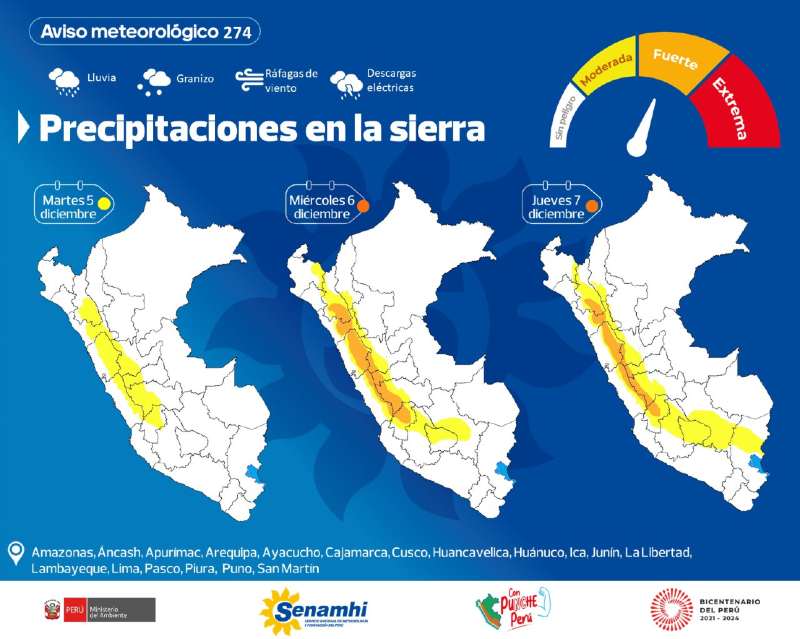 Senamhi Prevé Precipitaciones En La Sierra De Fuerte Intensidad Tvperú